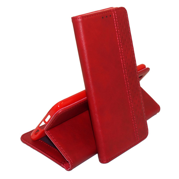 Кожаный чехол книжка Business Wallet с визитницей для Samsung Galaxy S21 Ultra (Красный)
