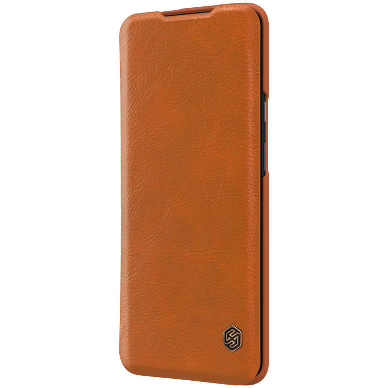 Кожаный чехол-книжка Nillkin Leather Qin для OnePlus 7 Pro (коричневый)