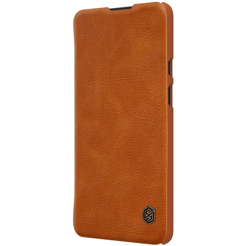 Кожаный чехол-книжка Nillkin Leather Qin для OnePlus 9 (коричневый)