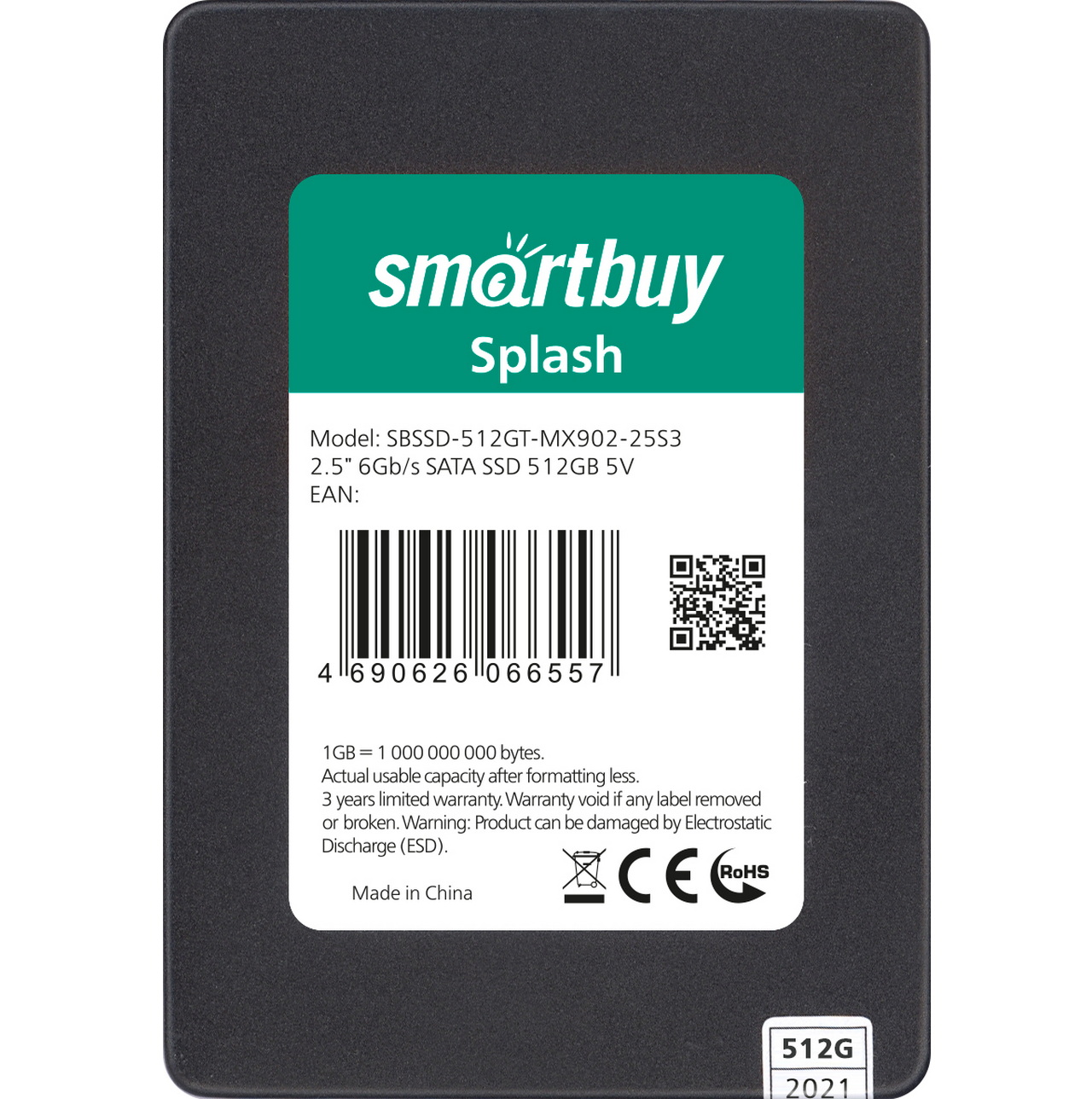 SSD накопитель SmartBuy Splash mk1 2.5" 512 ГБ (SBSSD-512GT-MX902-25S3)
