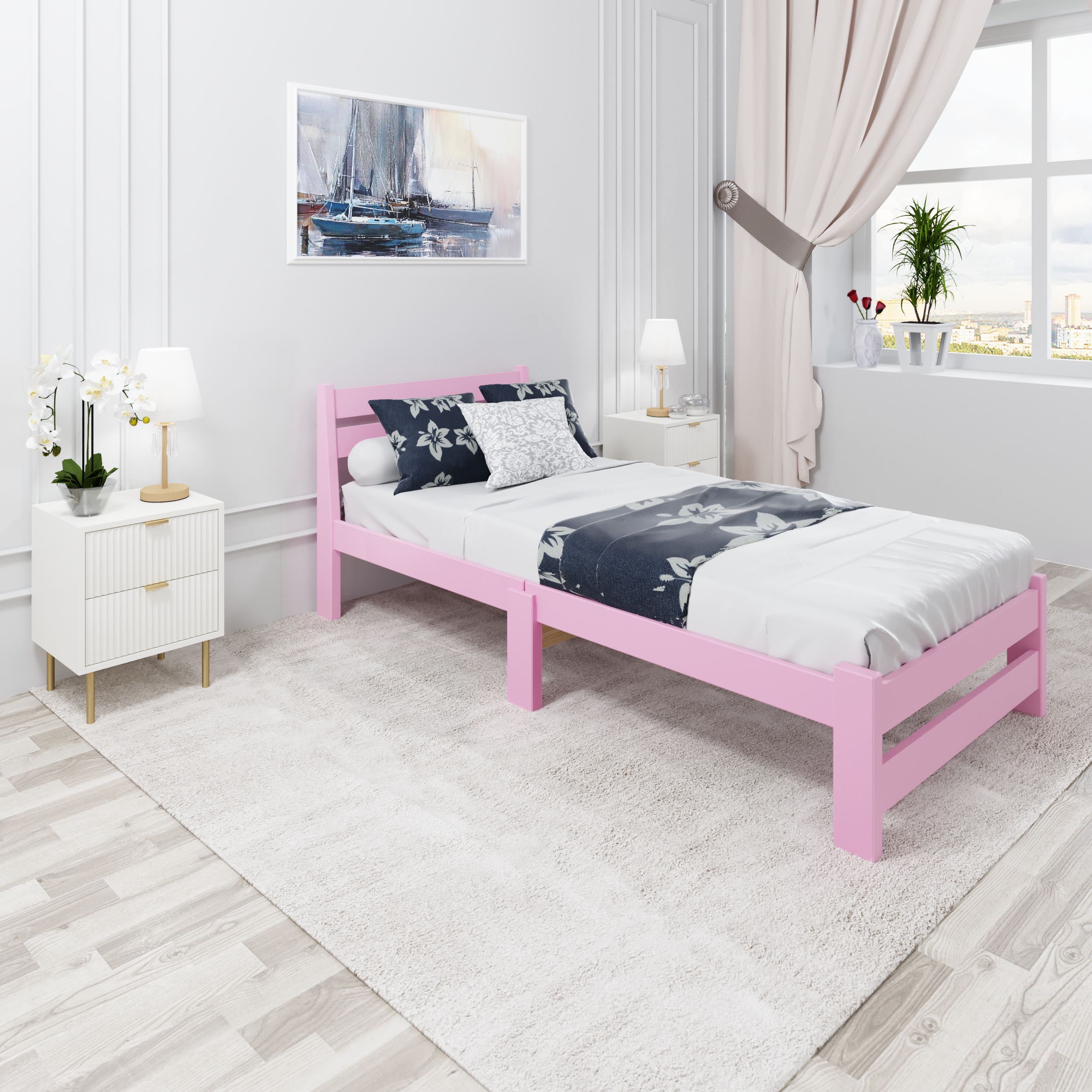 Кровать Solarius Мишка Компакт 90х190 см, розовый
