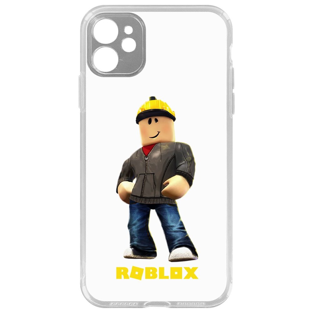 Чехол-накладка Krutoff Clear Case Roblox-Строитель для iPhone 11 с защитой камеры