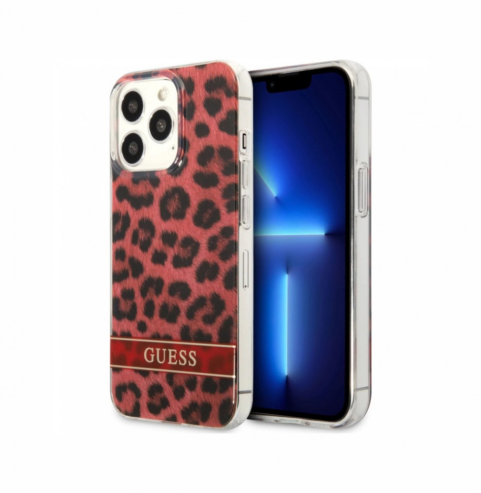 Чехол CG Mobile Guess PC/TPU Leopard Hard для iPhone 13 Pro Max, Красный (GUHCP13XHSLEOR)