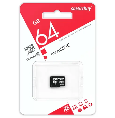 Карта памяти SmartBuy Micro SDXC 64Гб (SB64GBSDCL10-00LE)
