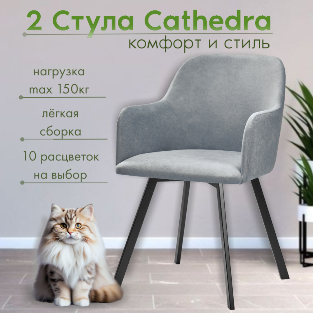 Мягкие стулья RIZZ Cathedra 2 шт, серый