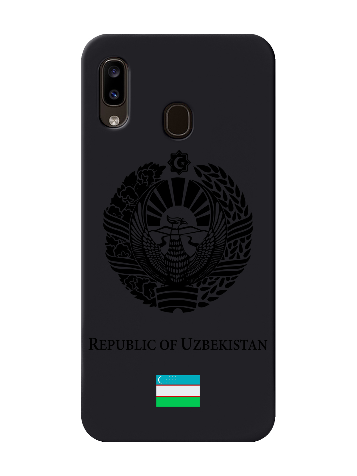 Чехол SignumCase для Samsung Galaxy A30 Черный лаковый Герб Узбекистана черный