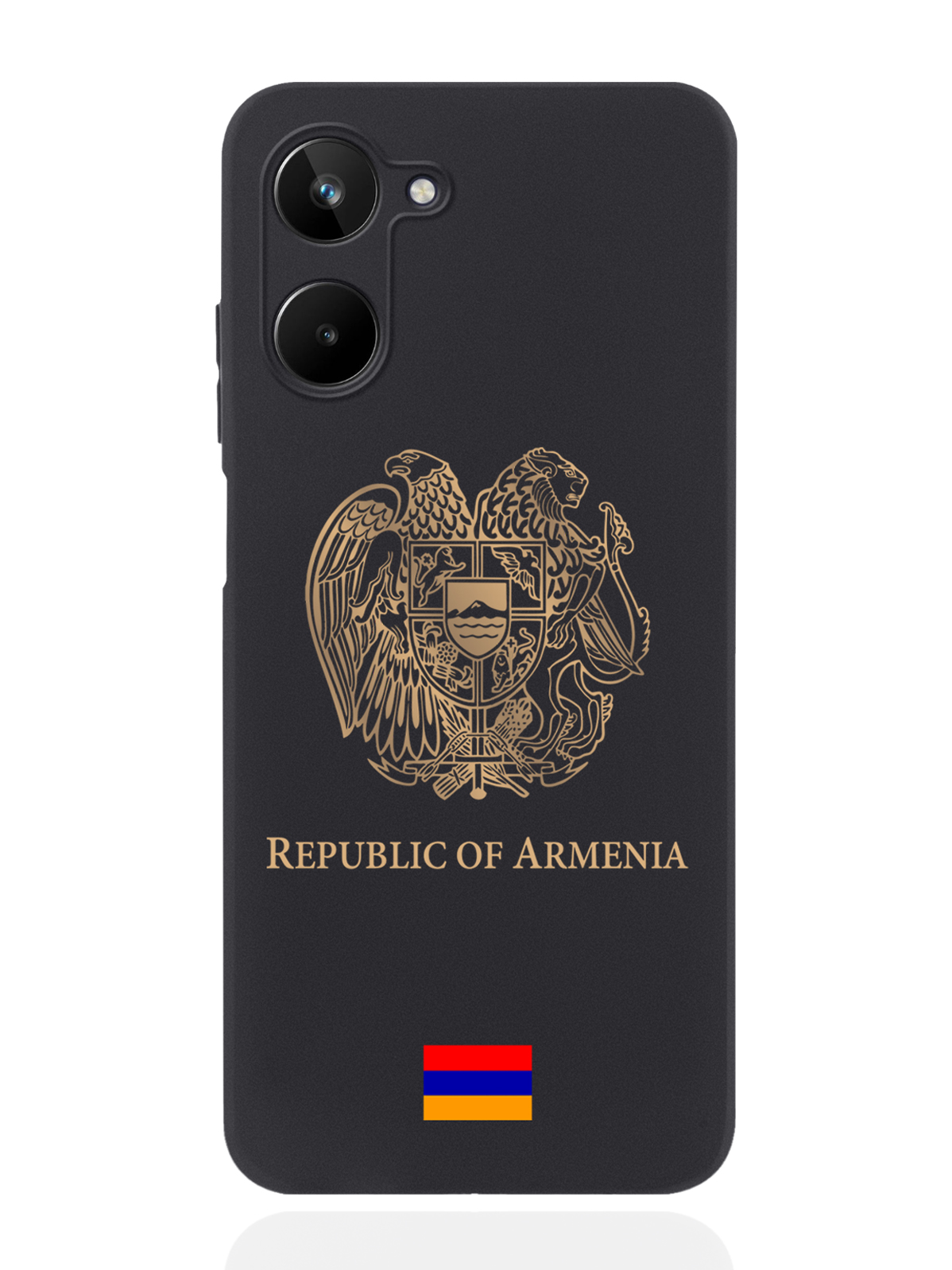Чехол SignumCase для realme 10 Золотой Герб Армении черный