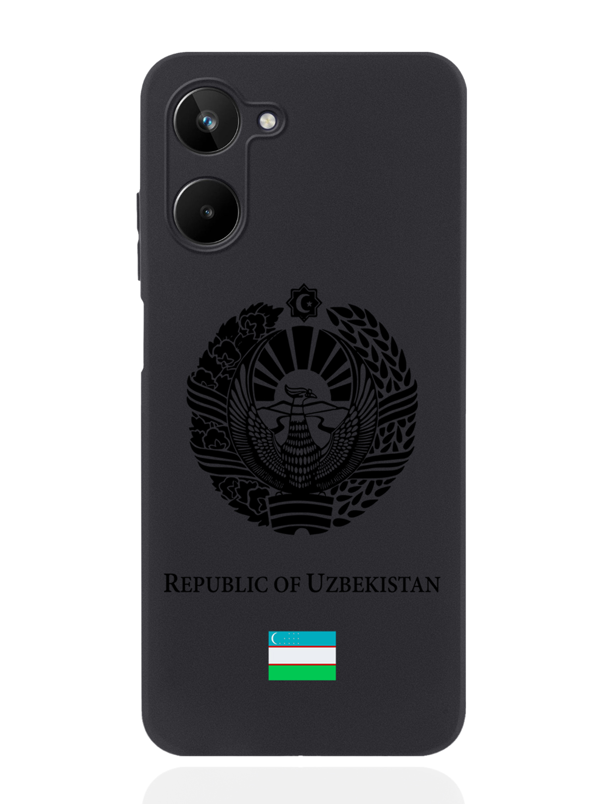 Чехол SignumCase для realme 10 Черный лаковый Герб Узбекистана черный