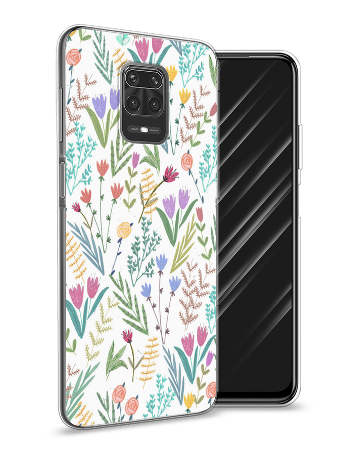 Чехол Awog  на Xiaomi Redmi Note 9S "Полевые цветы рисунок"