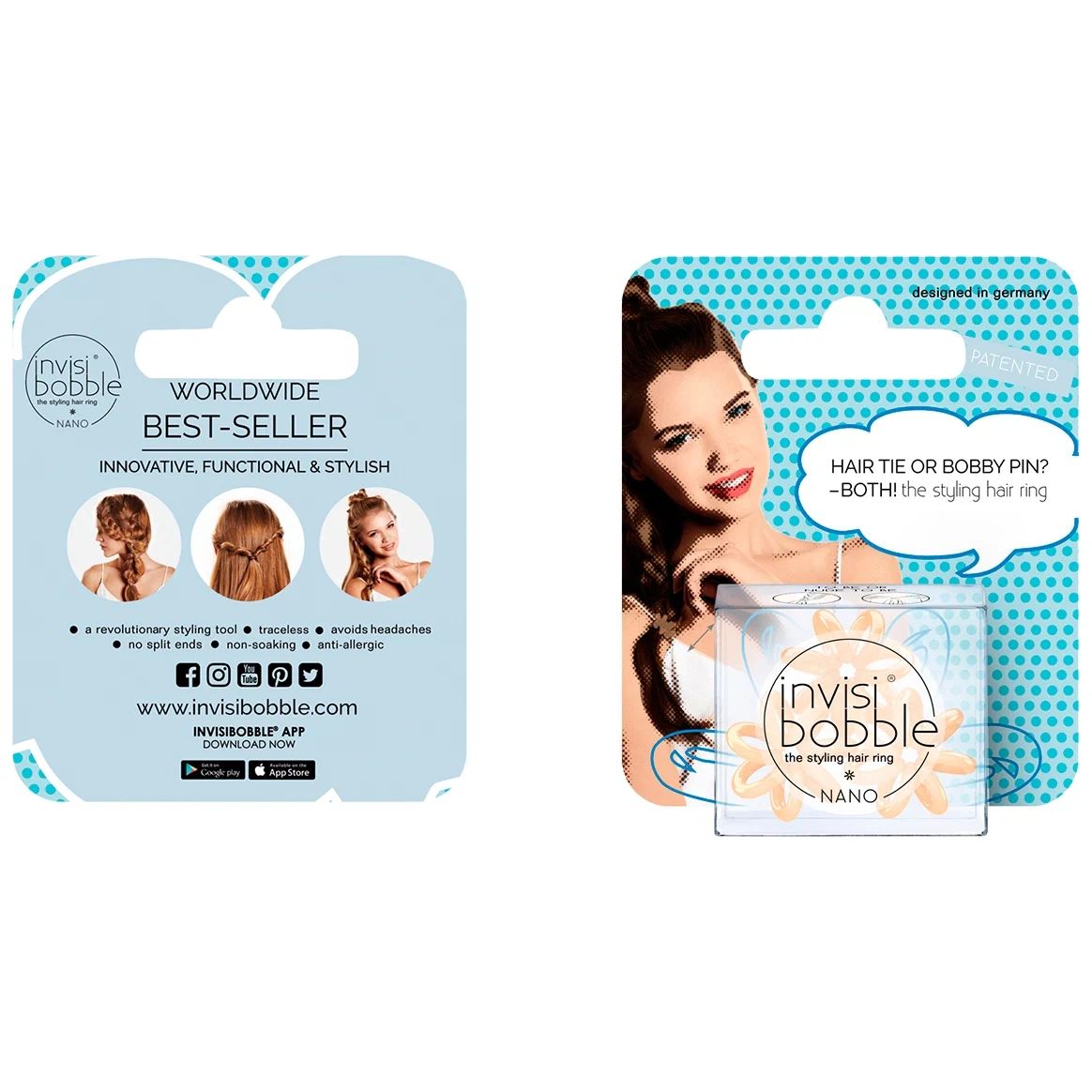 Резинка для волос invisibobble NANO To Be or Nude to Be (с подвесом)