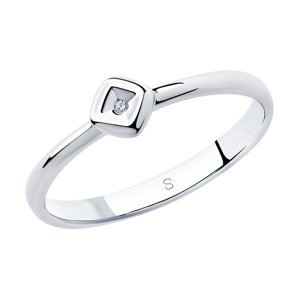 Кольцо из серебра с бриллиантом р. 17 SOKOLOV 87010025
