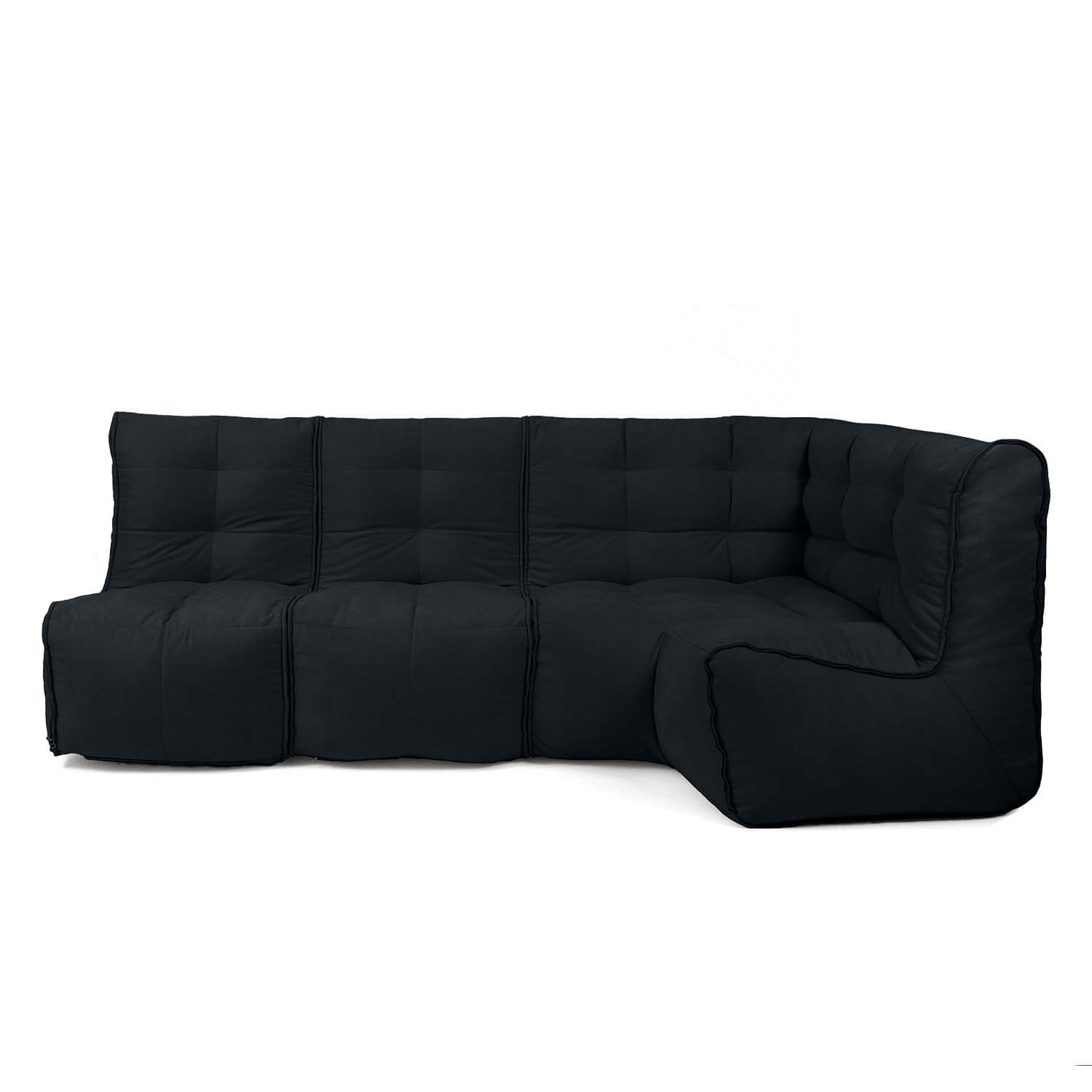 Бескаркасный модульный диван GoodPoof Мод L-II one size, велюр, Black Coal