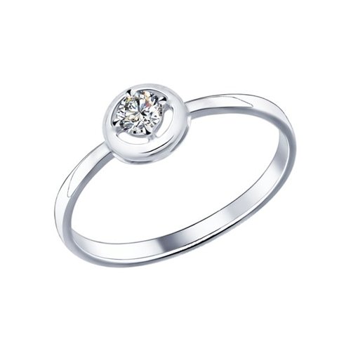 Кольцо помолвочное из серебра р. 18,5 SOKOLOV 94011569, фианит
