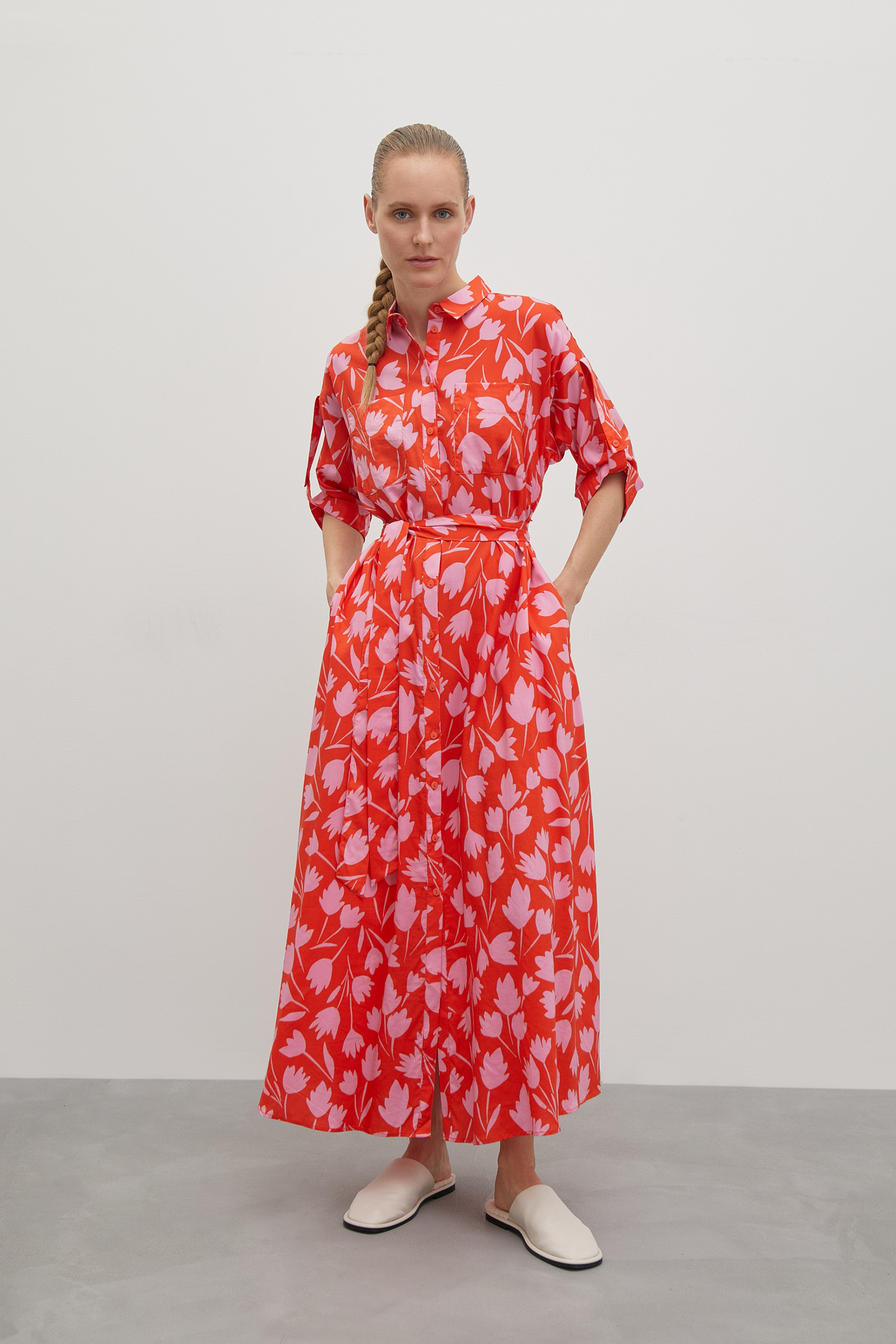 Рубашка женская Finn Flare FSD110214 оранжевая L