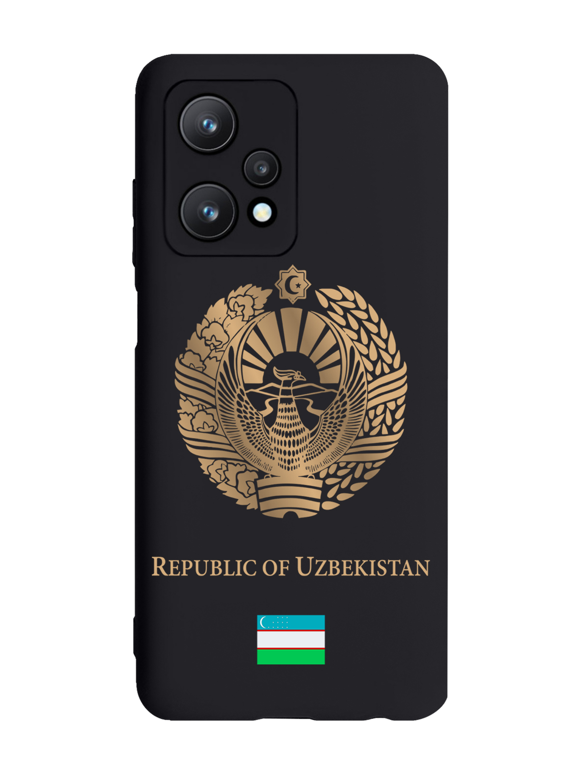 Чехол SignumCase для realme 9 Pro 5G Золотой Герб Узбекистана черный