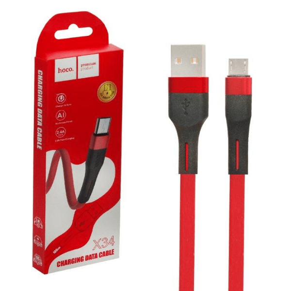 Кабель USB Micro USB Hoco X34 1M 2.4A  красный
