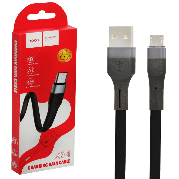 Кабель USB Micro USB Hoco X34 1M 2.4A  черный