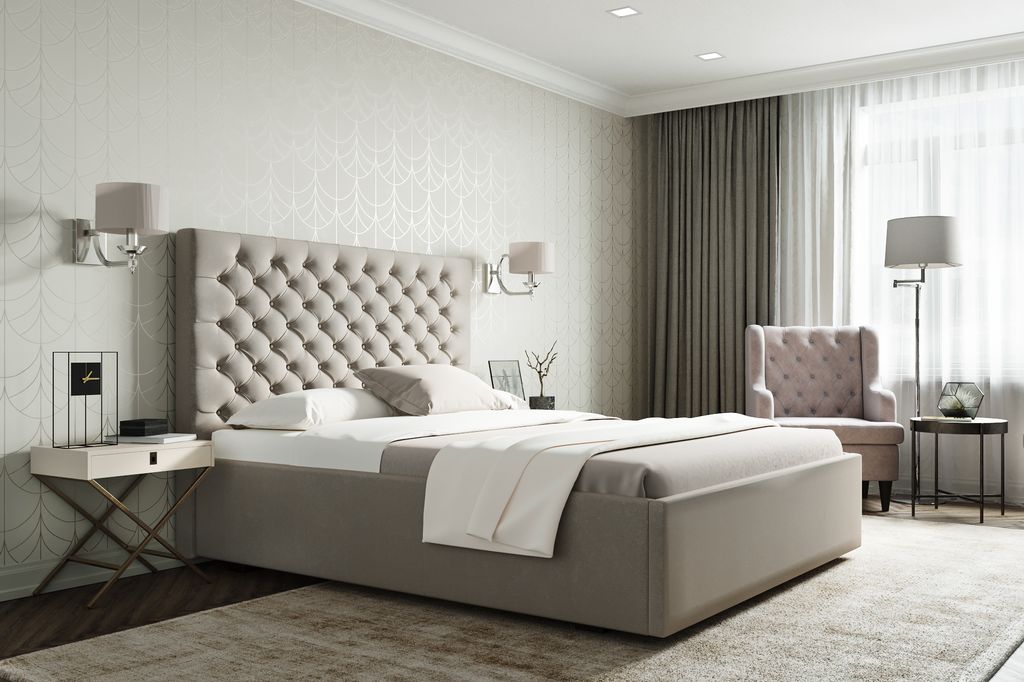 Кровать двуспальная MyCloud Вирджиния, серый, 160x200см