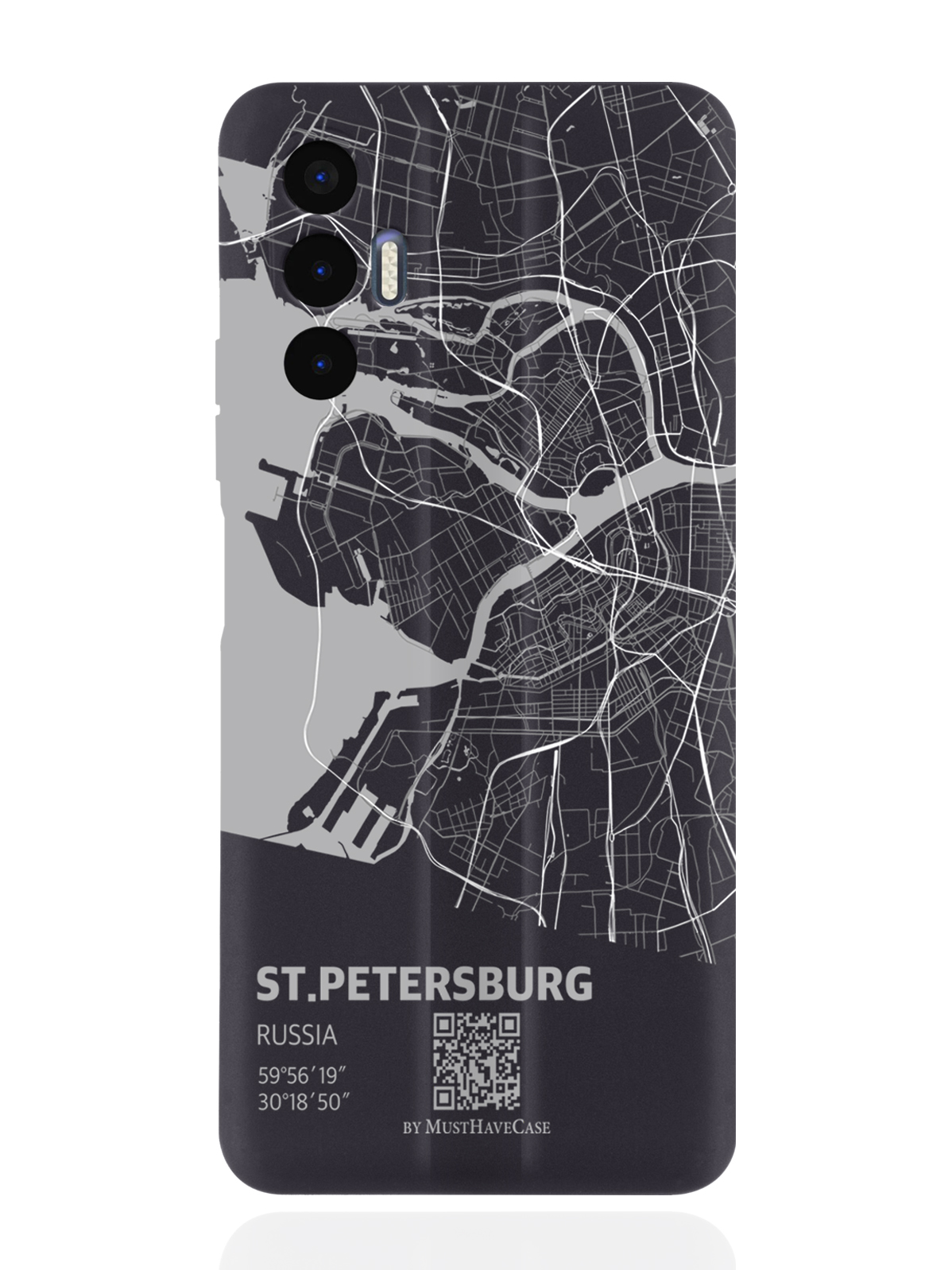 Чехол MustHaveCase для Tecno Pova 3 Карта Санкт-Петербурга черный