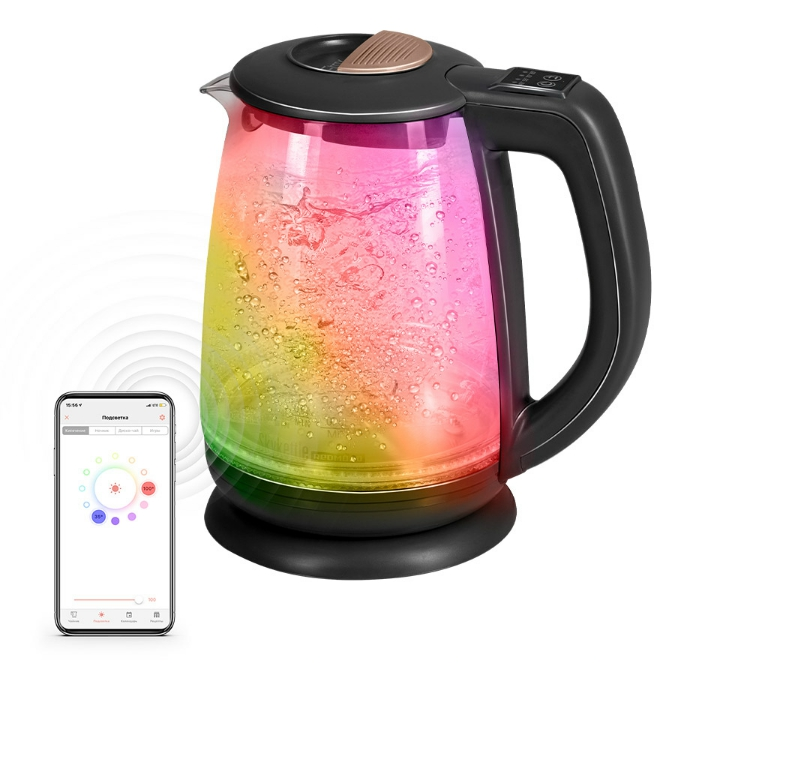 Чайник электрический REDMOND SkyKettle G233S 1.7 л Transparent, Black