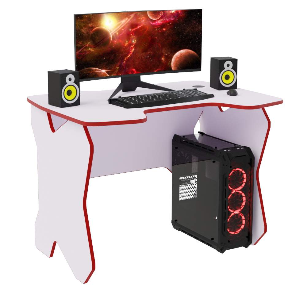 Компьютерный геймерский стол PROGamer Скай 110х72х75 белый/красный