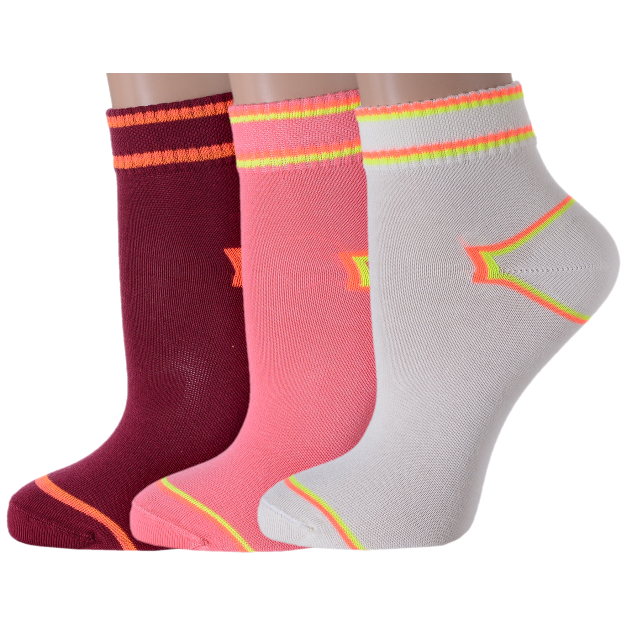 Комплект носков женских LorenzLine 3-Д124 бордовых; розовых; бежевых 23