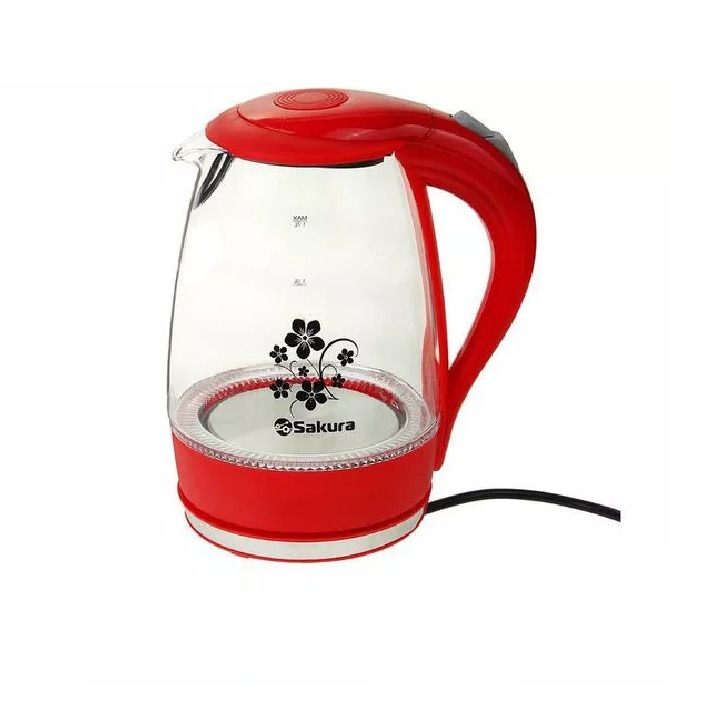 Чайник электрический SAKURA SA-2712R 1.6 л Transparent, Red