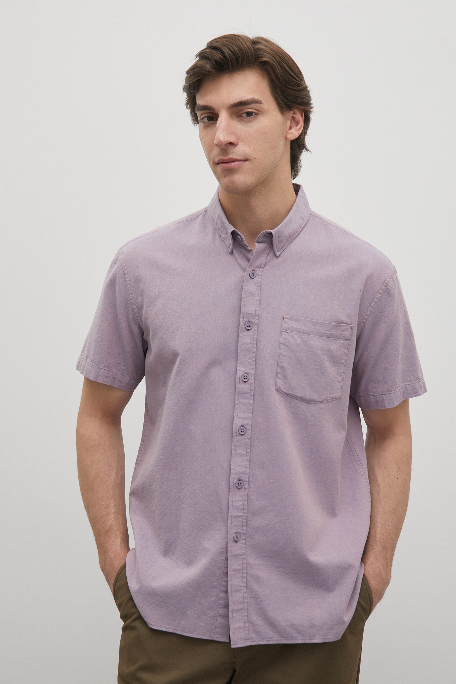 Рубашка мужская Finn Flare FSC21004 фиолетовая L