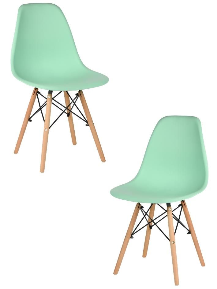 Стул для кухни СтулБержи EAMES DSW, деревянные ножки, 2 шт., мятный