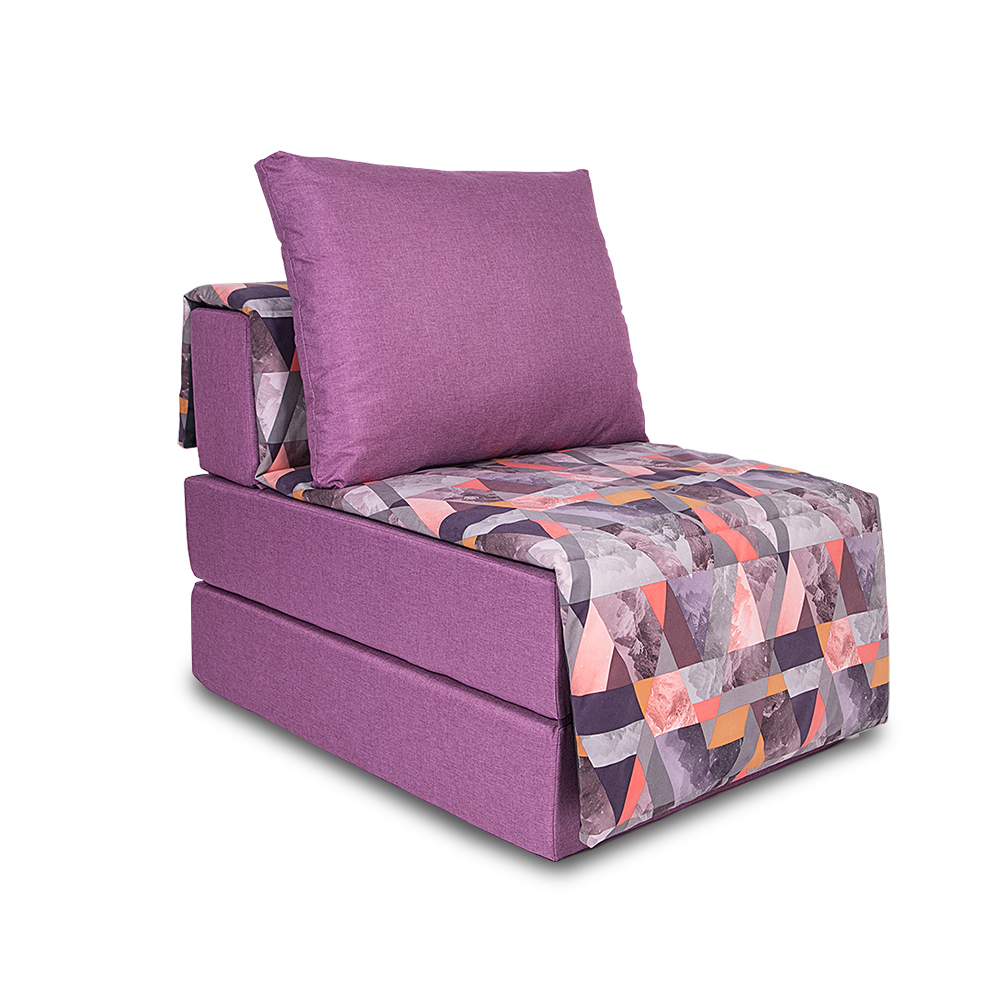 Кресло диван кровать FREEFORM ХАРВИ с накидкой рогожка фукси. Сиреневый Сноу манго