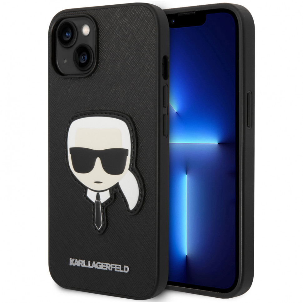 Чехол cg mobile karl lagerfeld pu saffiano karl head patch для iphone 14 plus, black