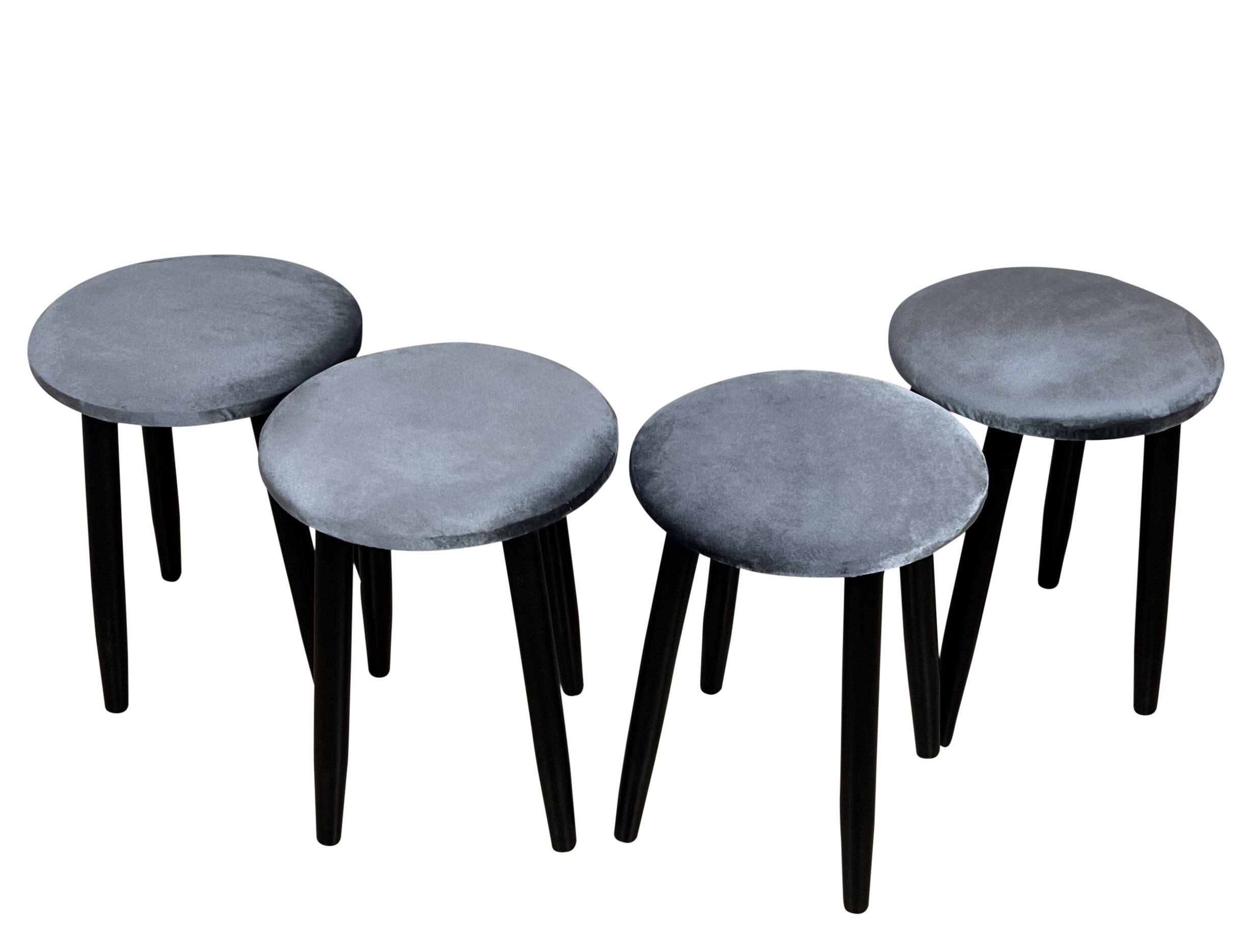 Комплект табуретов Solarius Мокка, круглые сиденья серого цвета на черных ножках, 4 шт.