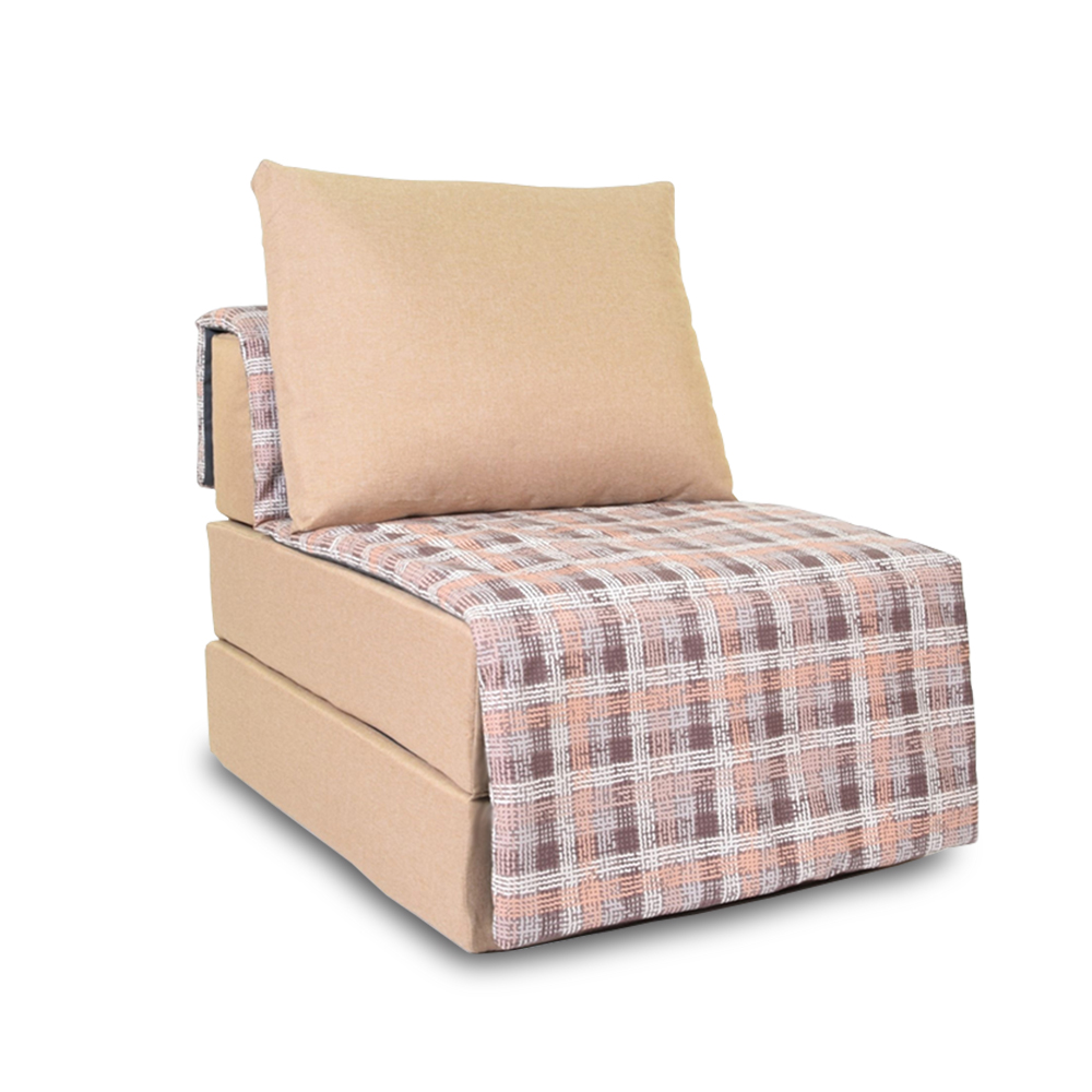 Кресло диван кровать FREEFORM ХАРВИ с накидкой рогожка песочная. Песочный Квадро Бейдж