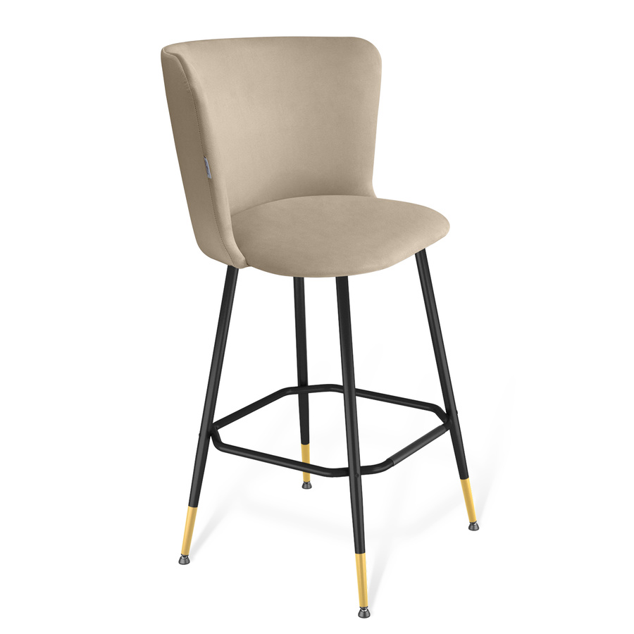 Барный стул Sheffilton 211181, черный муар/черный муар/золото/ванильный крем