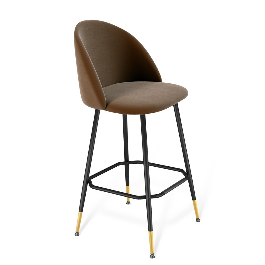 Барный стул Sheffilton 211188, черный муар/черный муар/золото/кофейный ликер
