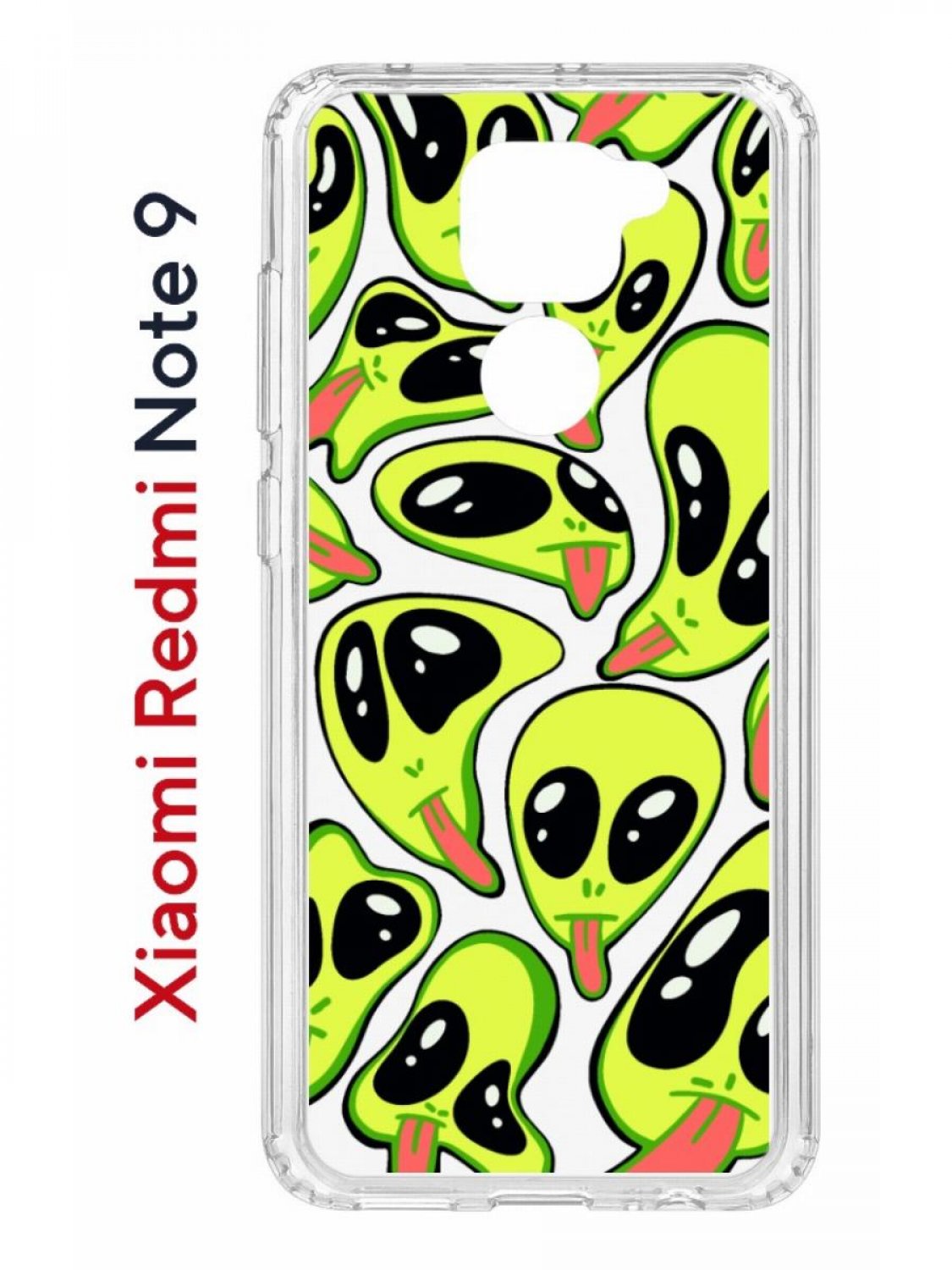 Чехол на Redmi Note 9 Kruche Print Инопланетянин,противоударный бампер,с защитой камеры