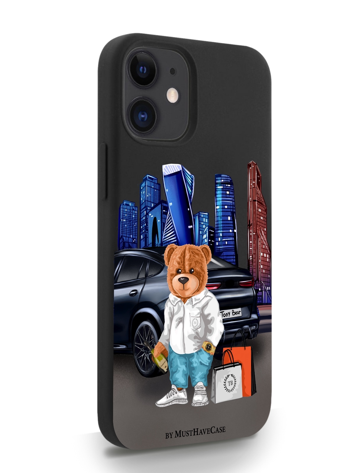 Черный MustHaveCase для iPhone 12 Mini Тони Москва Сити черный