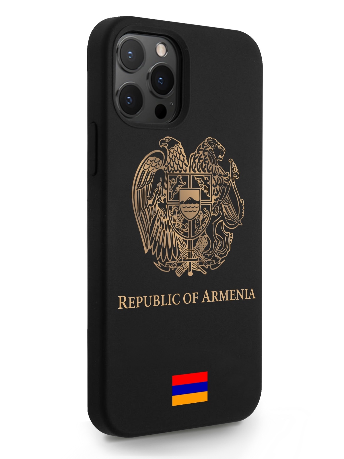 Черный SignumCase для iPhone 12/12 Pro Золотой Герб Армении черный