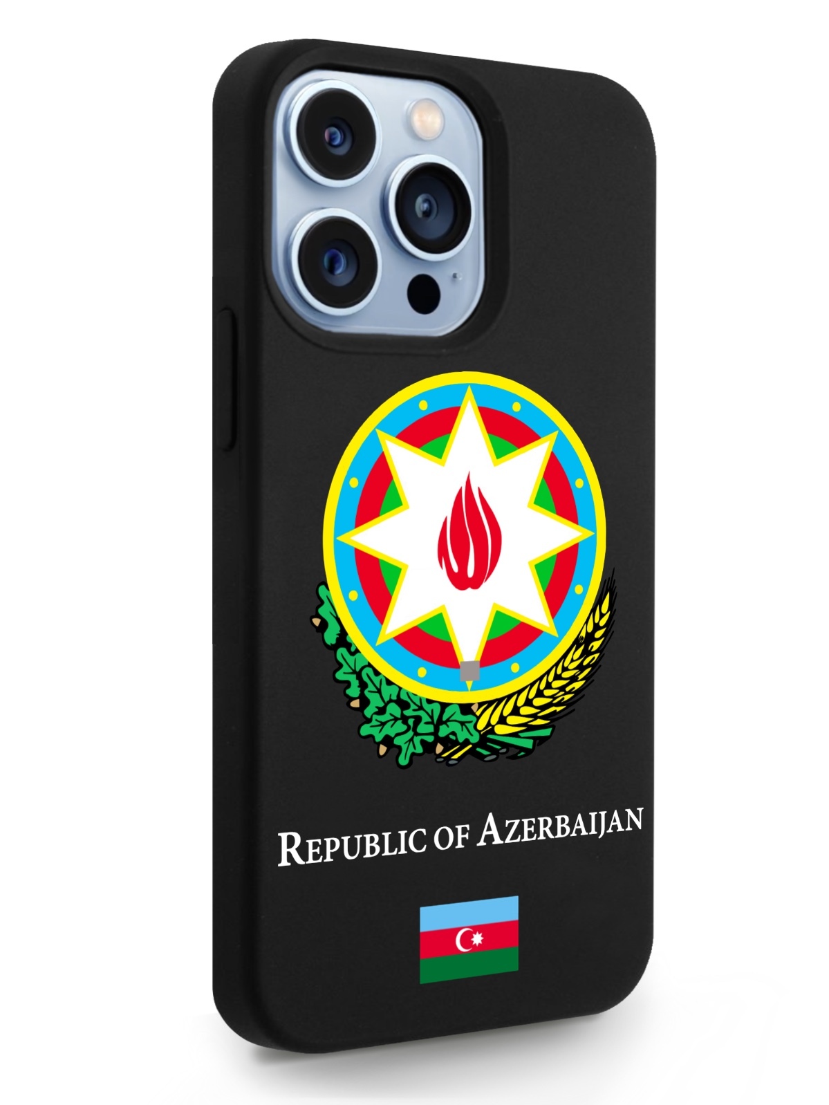 Черный SignumCase для iPhone 13 Pro Герб Азербайджана черный