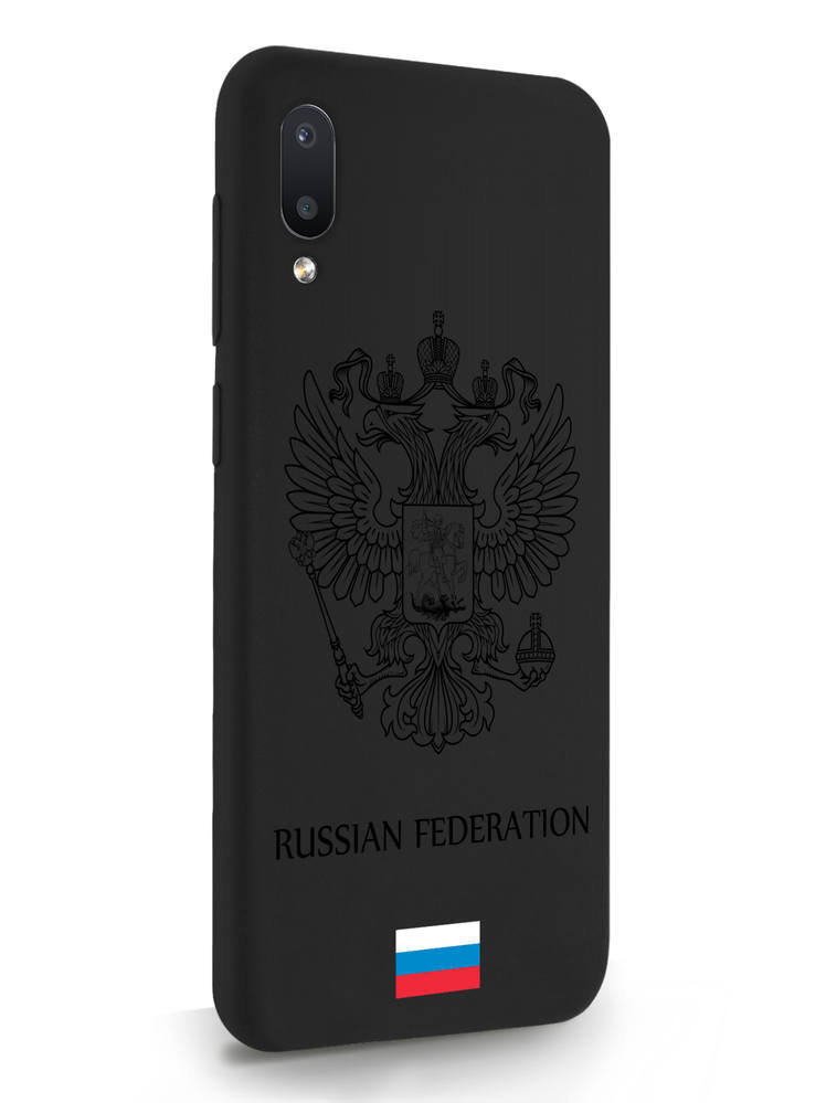 Чехол MustHaveCase для Samsung Galaxy A02 Черный лаковый Герб Россия черный