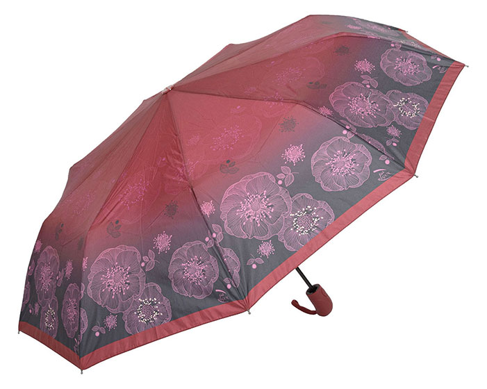 Зонт складной женский полуавтоматический Rain Lucky 712-LAP бордовый