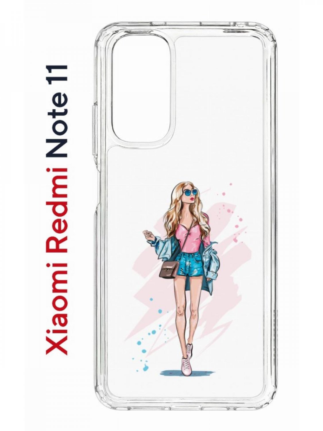 Чехол на Redmi Note 11/11S Kruche Print Fashion Girl,противоударный бампер с принтом