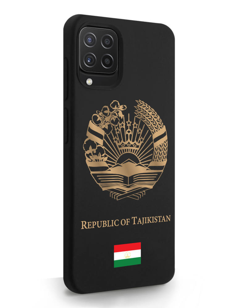 Чехол SignumCase для Samsung Galaxy A22 Золотой Герб Таджикистана черный