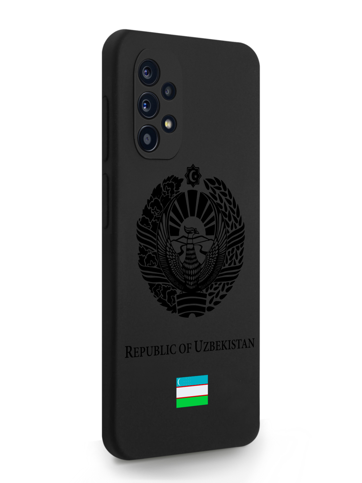 Чехол SignumCase для Samsung Galaxy A32 Черный лаковый Герб Узбекистана черный