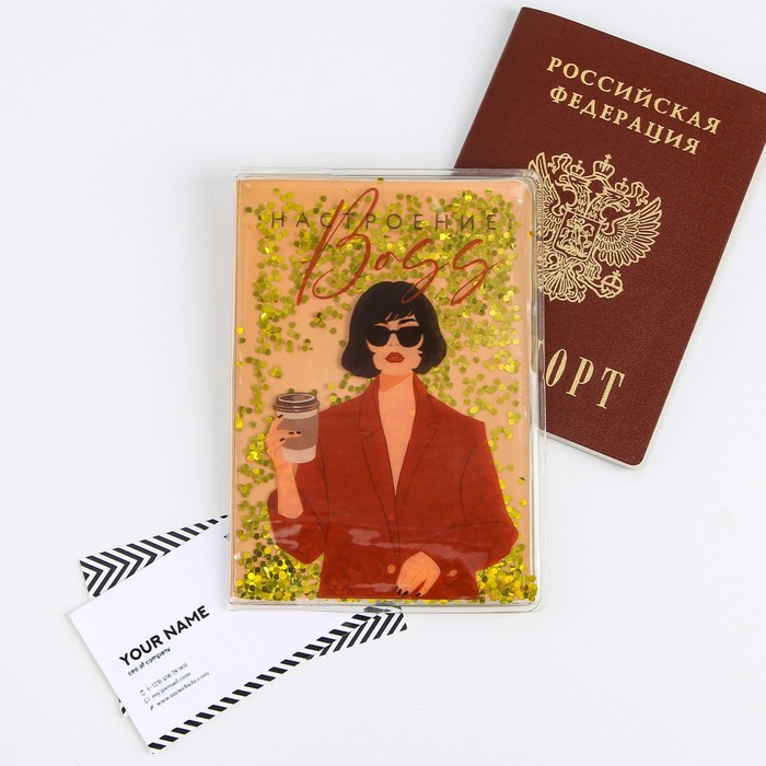 Обложка для паспорта женская NoBrand GIRL BOSS, жёлтый