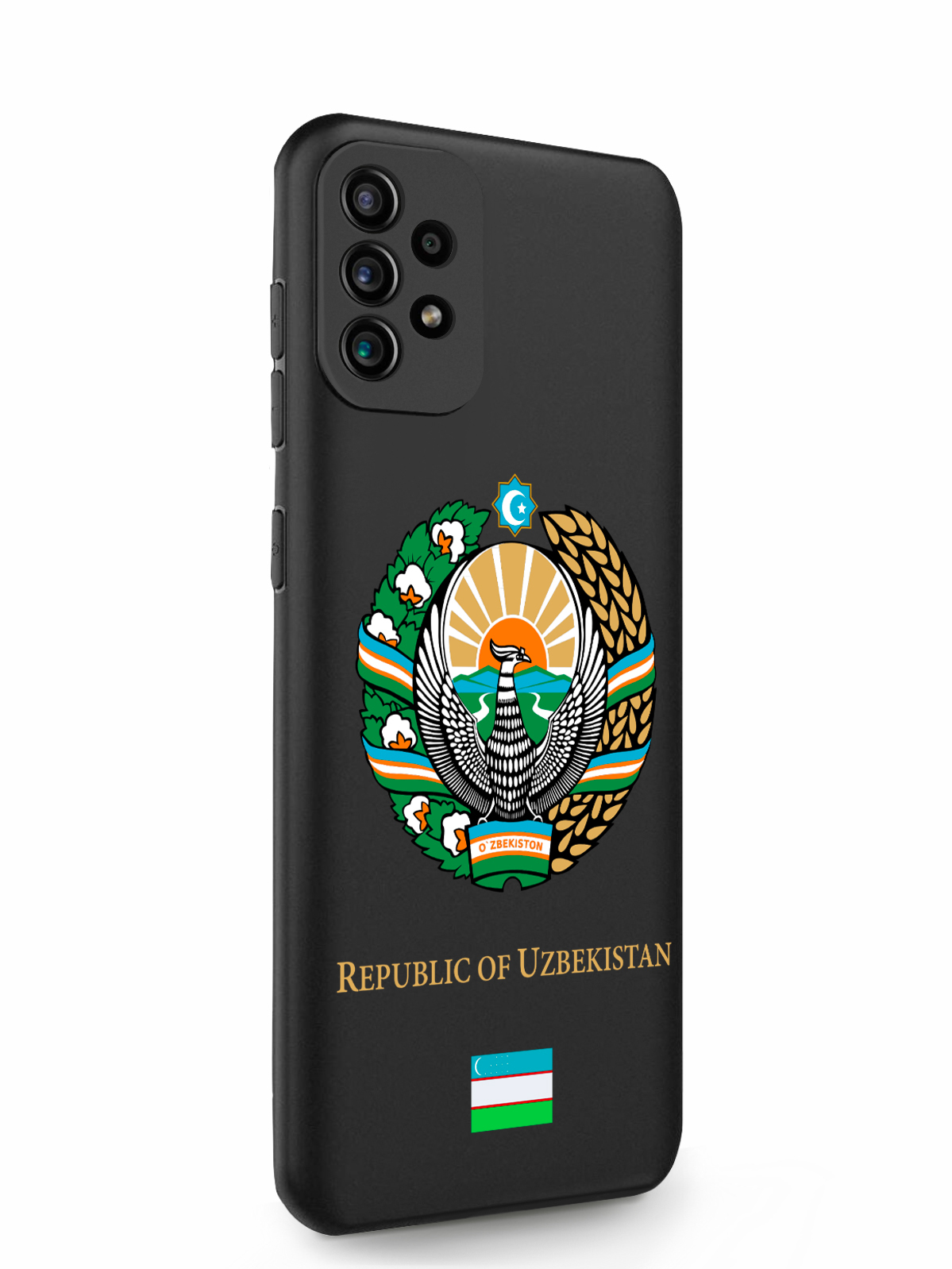 Чехол SignumCase для Samsung Galaxy A72 Герб Узбекистана черный