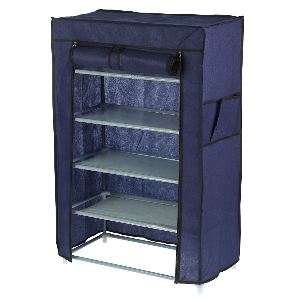 Тканевый шкаф для обуви на 5 полок, синий, 60 х 28 х 90 см