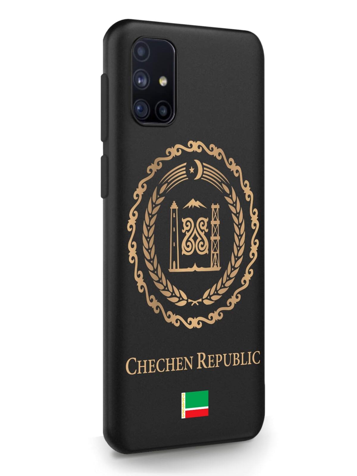 Чехол SignumCase для Samsung Galaxy M31s Золотой Герб Чечни черный