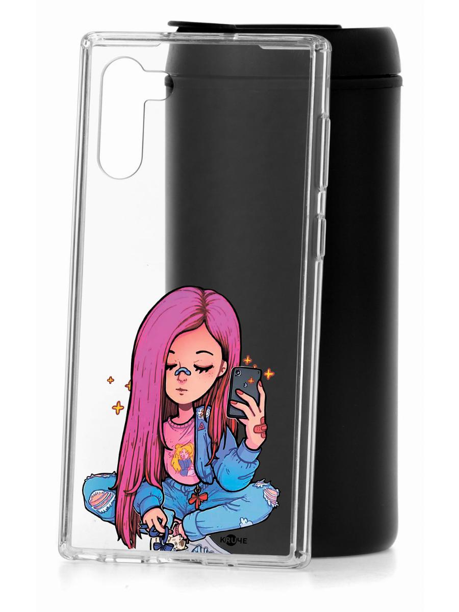 Чехол на Samsung Galaxy Note 10 с принтом Kruche Print Pink Hair,противоударный бампер