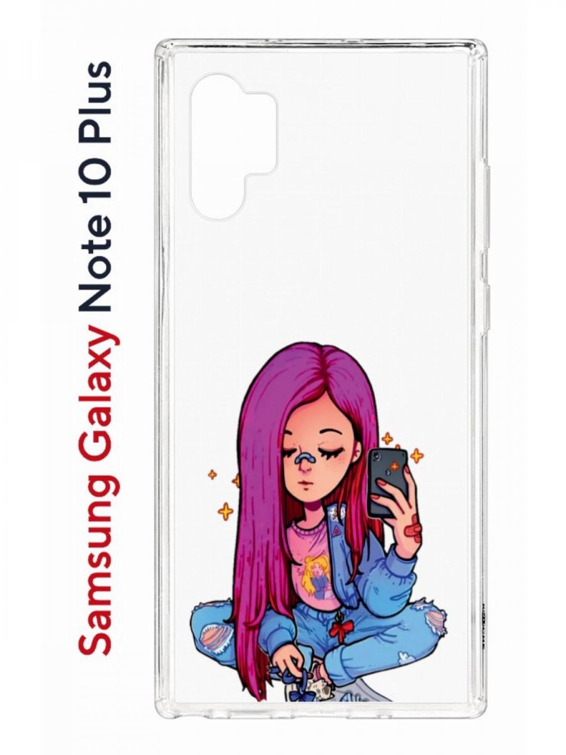 Чехол на Samsung Galaxy Note 10 Plus Kruche Print Pink Hair,противоударный бампер
